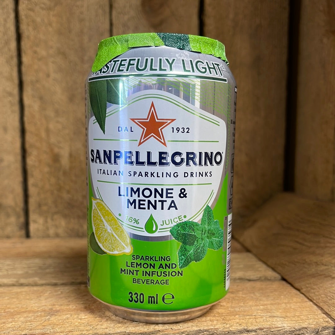 San Pellegrino Limone & Menta Sparkling Lemon & Mint Can 330ml Sanpell ...